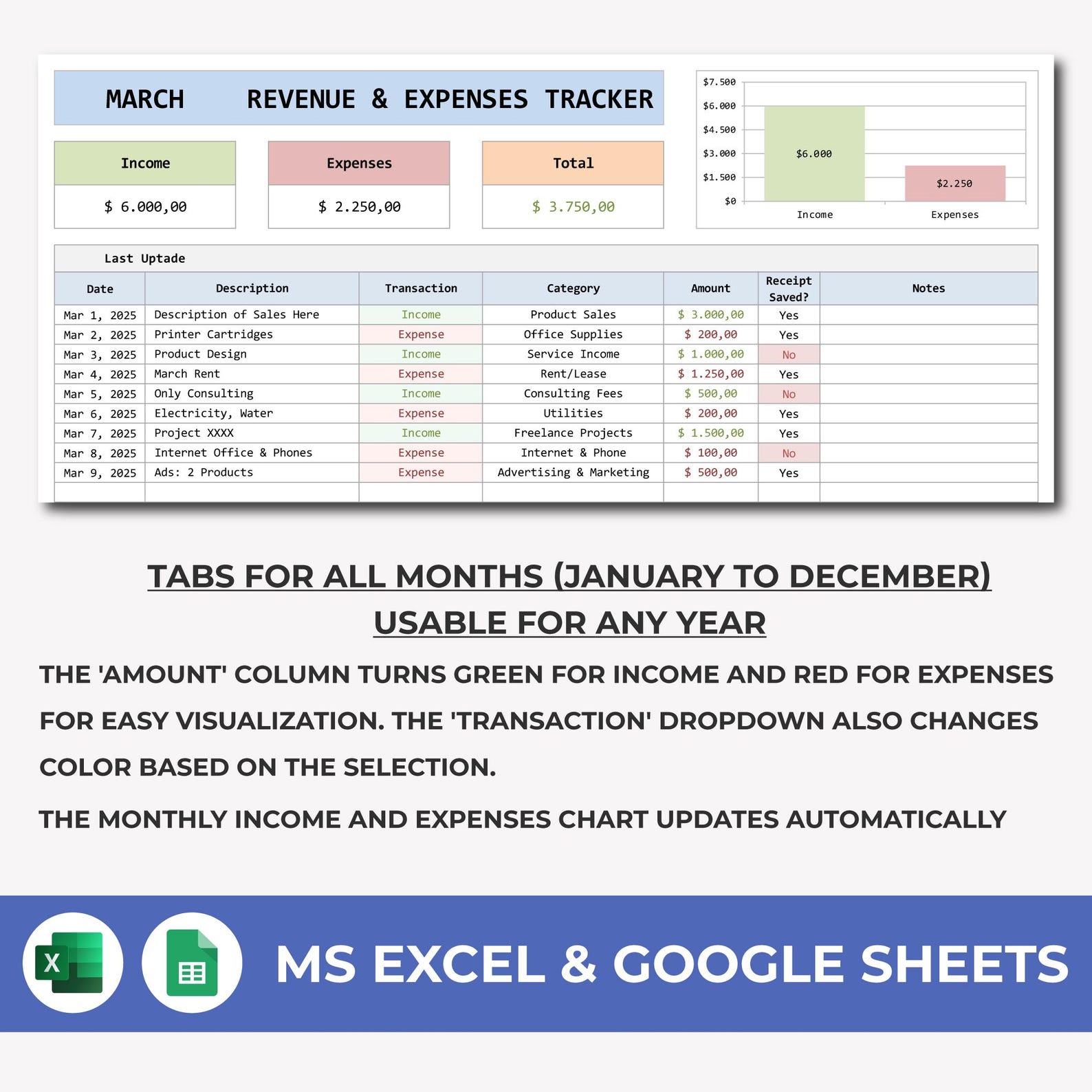 1099 Bookkeeping Spreadsheet, Excel & Google Sheet, Finance Spreadsheet ...