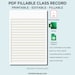 Printable Fillable Class Record, Class Gradebook, Teacher Gradebook ...