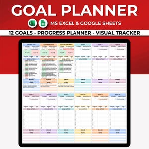 Goal Tracking Template. Excel & Google Sheets. Goal Achievement ...