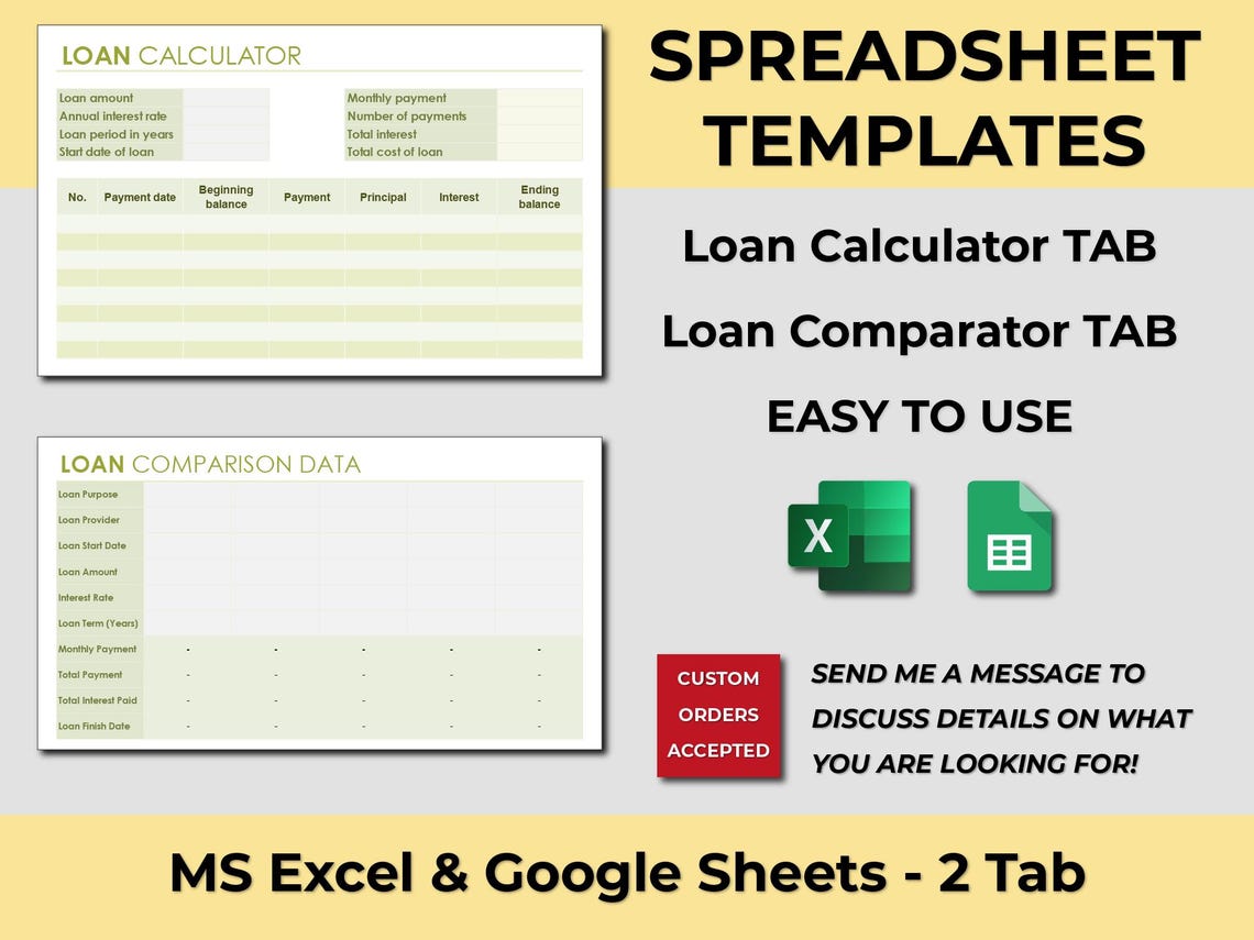 Simple Loan Amortization Table. Excel & Google Sheets. Debt Payoff ...