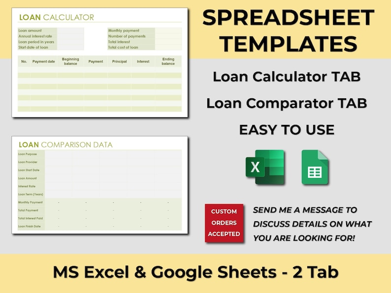 Loan Payment Tracker Google Sheet & Excel Spreadsheet Template. Student ...