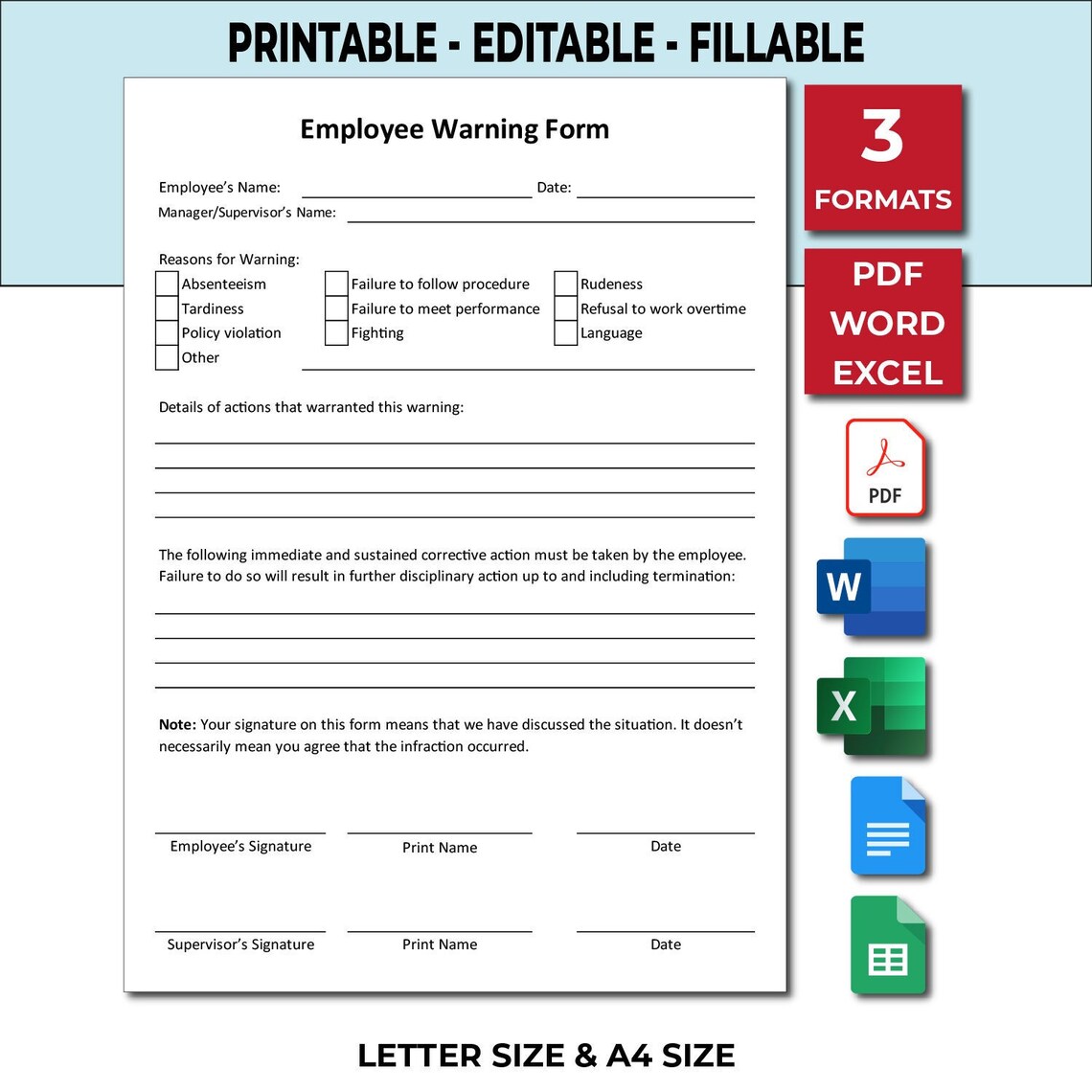 Employee Warning Form Template. Printable Employee Warning Form ...