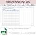 Insulin Injection Log. Insulin Injection Tracker. Diabetic Log ...