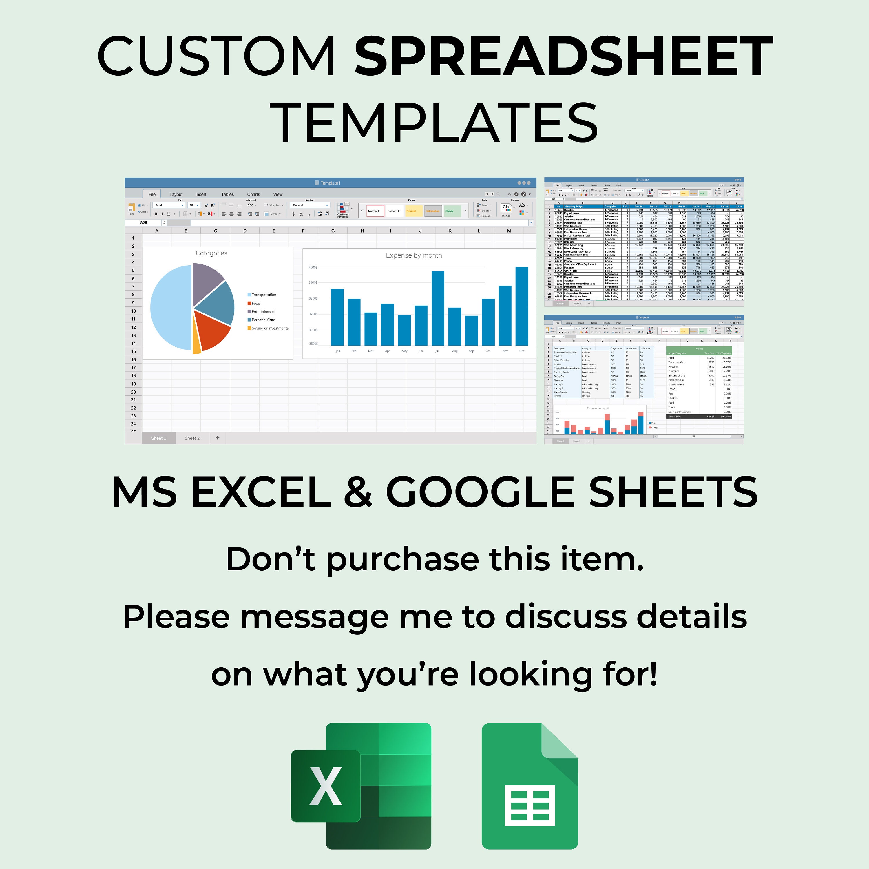 Custom Spreadsheet Templates for Google Sheets or Microsoft Excel ...