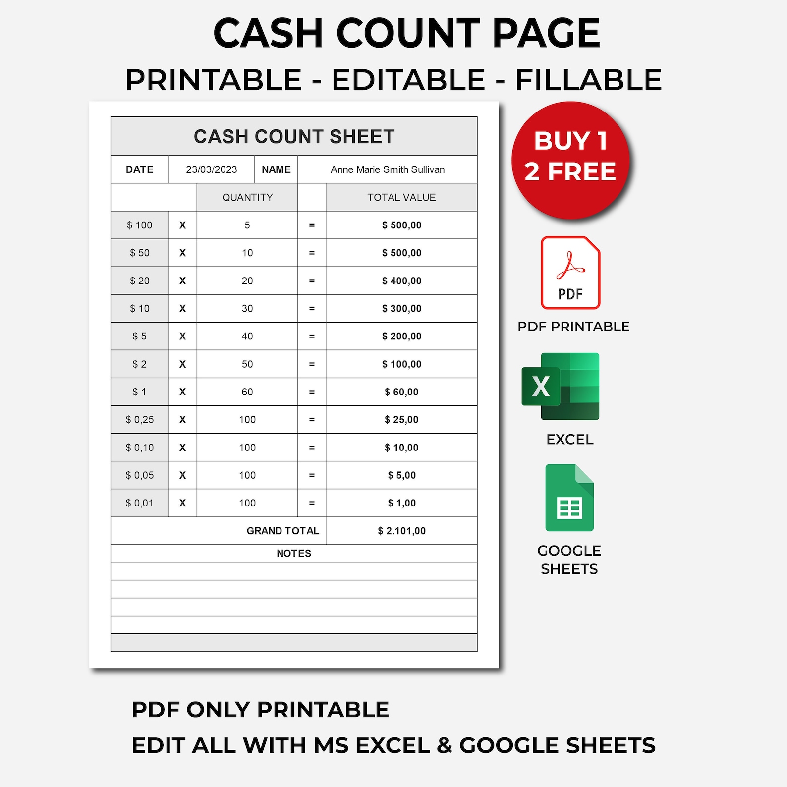 Cash Breakdown. Count Sheet. PDF Cash Breakdown Slip. Cash Withdrawal ...