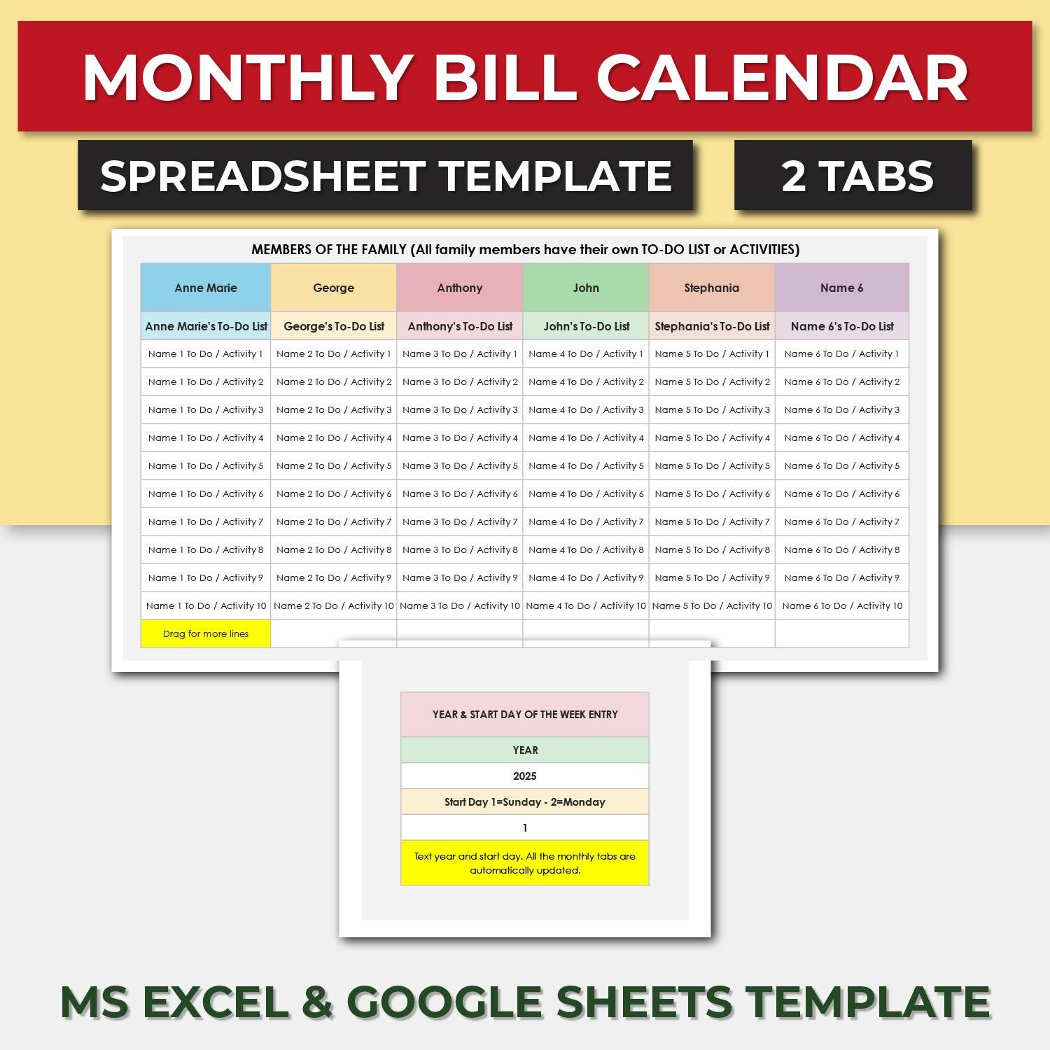 Family Routine Organizer. Family Calendar Template. Home Activity ...