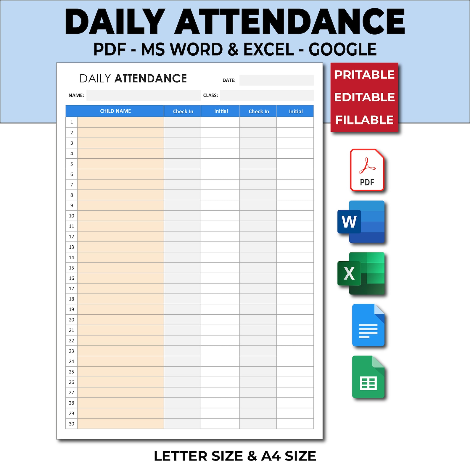 Attendance Log, Attendance Sheet, Attendance Record, Attendance Chart ...