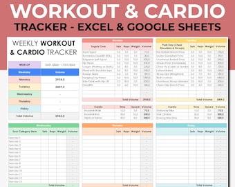 Workout & Cardio Program Tracker Spreadsheet for Google Sheets ...