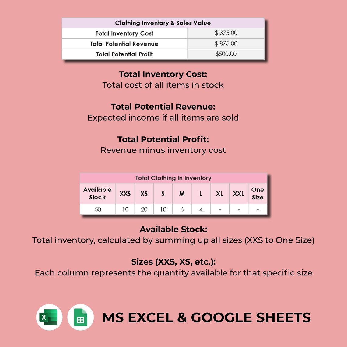 Cloting Inventory Tracker Spreadsheet Small Business, Inventory ...
