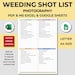 Wedding Photography Shot List Template. Photography Shot List for ...