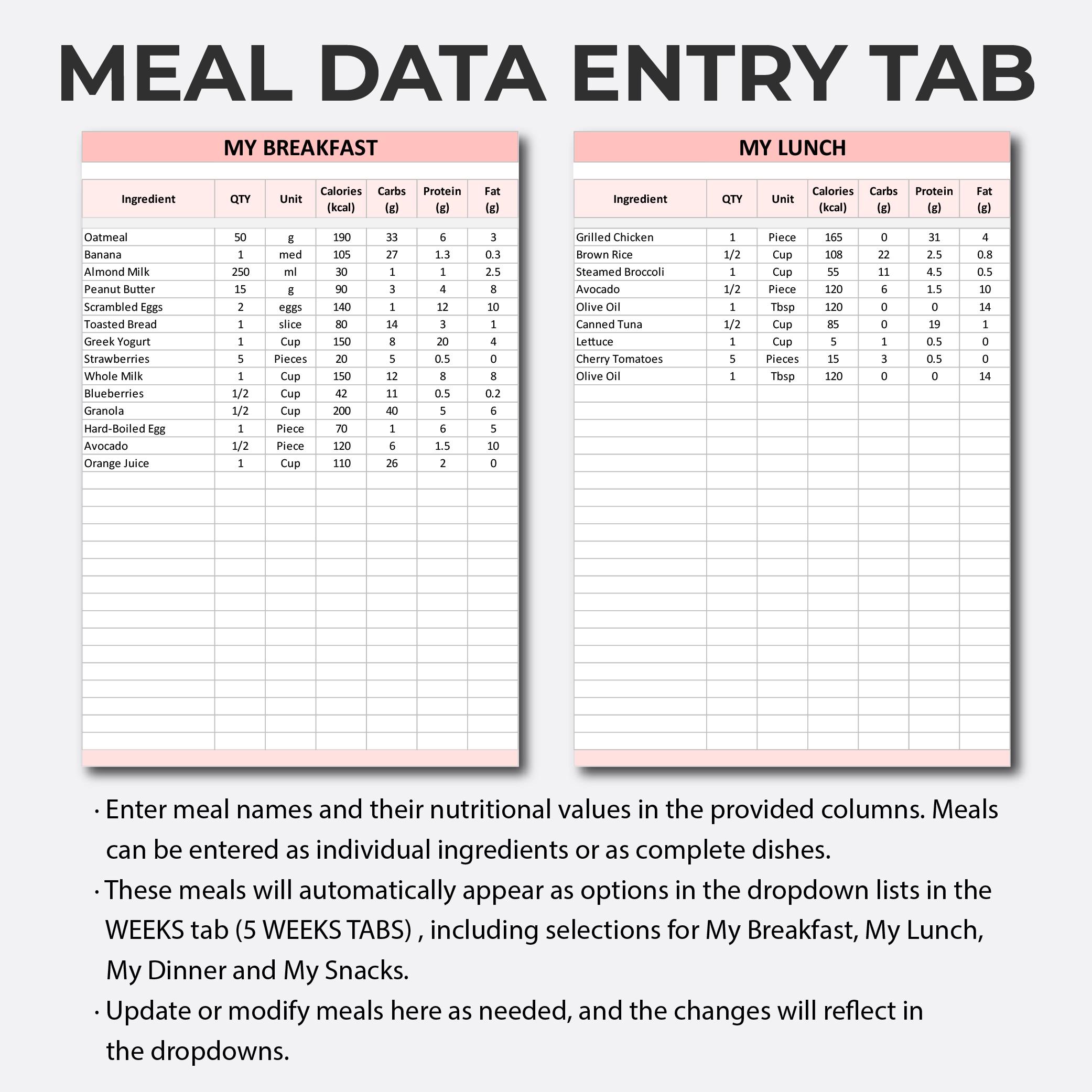 Macro Meal Planner | Calorie Tracker | Macro Meal Prep | Weekly Meal ...
