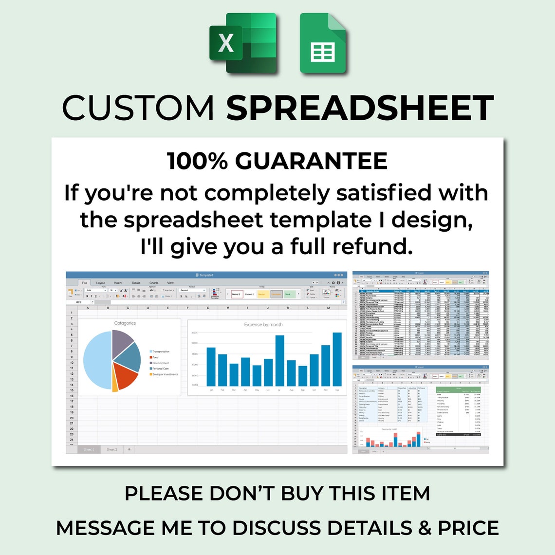Custom Spreadsheet Tempales. Excel & Google Sheets. Personalized ...