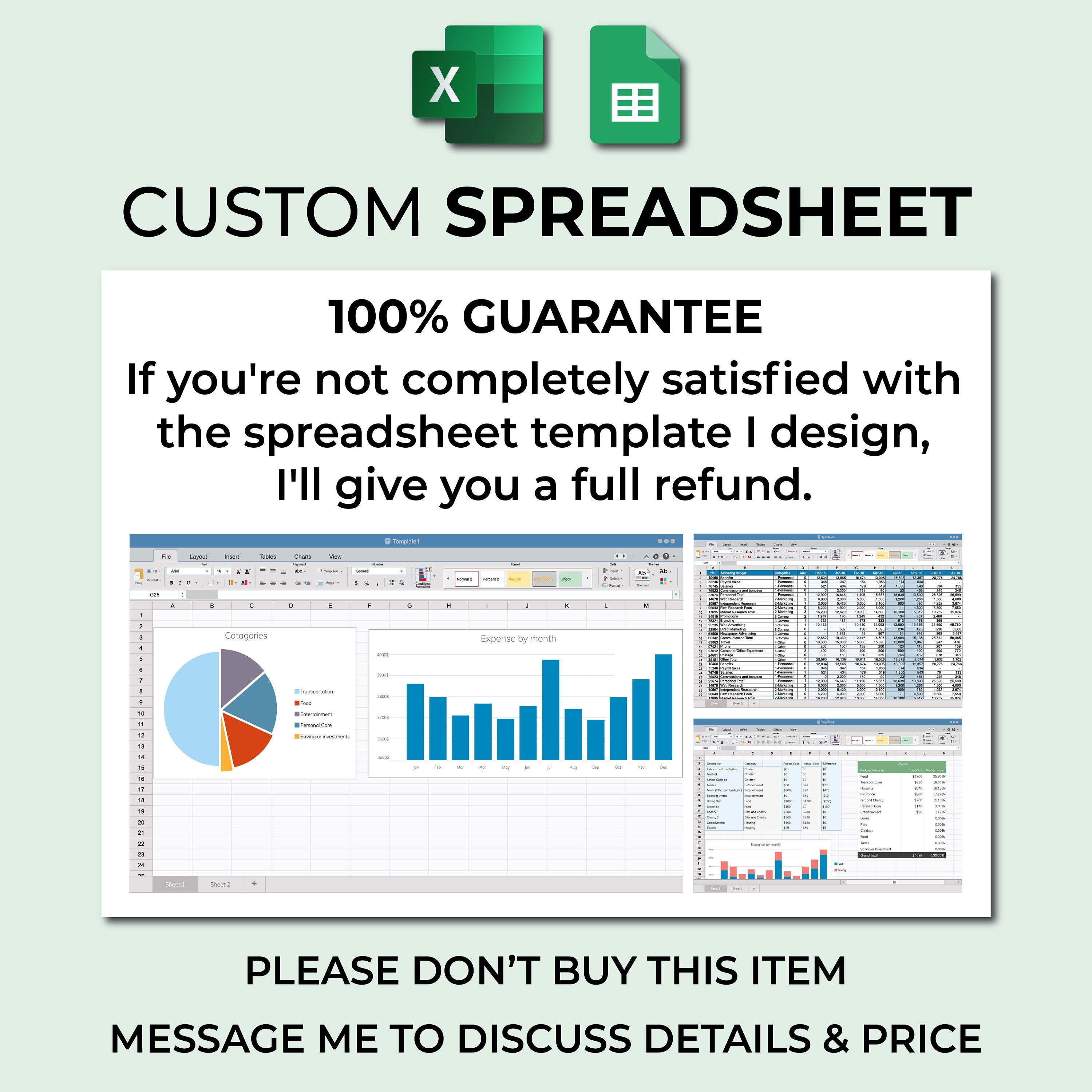 Custom Spreadsheet Templates for Google Sheets or Microsoft Excel ...