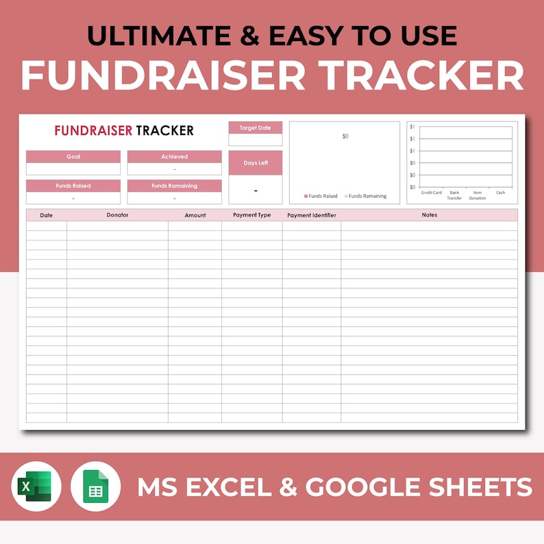 Fundraiser Tracker Template for Excel & Google Sheets | Charity ...
