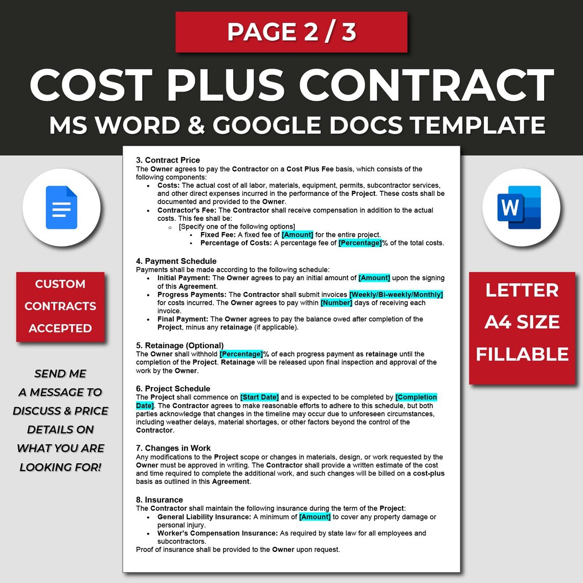 Cost Plus Contract Template. Project Collaboration Agreement. Editable ...