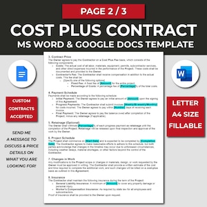 Cost Plus Contract Template. Project Collaboration Agreement. Editable ...