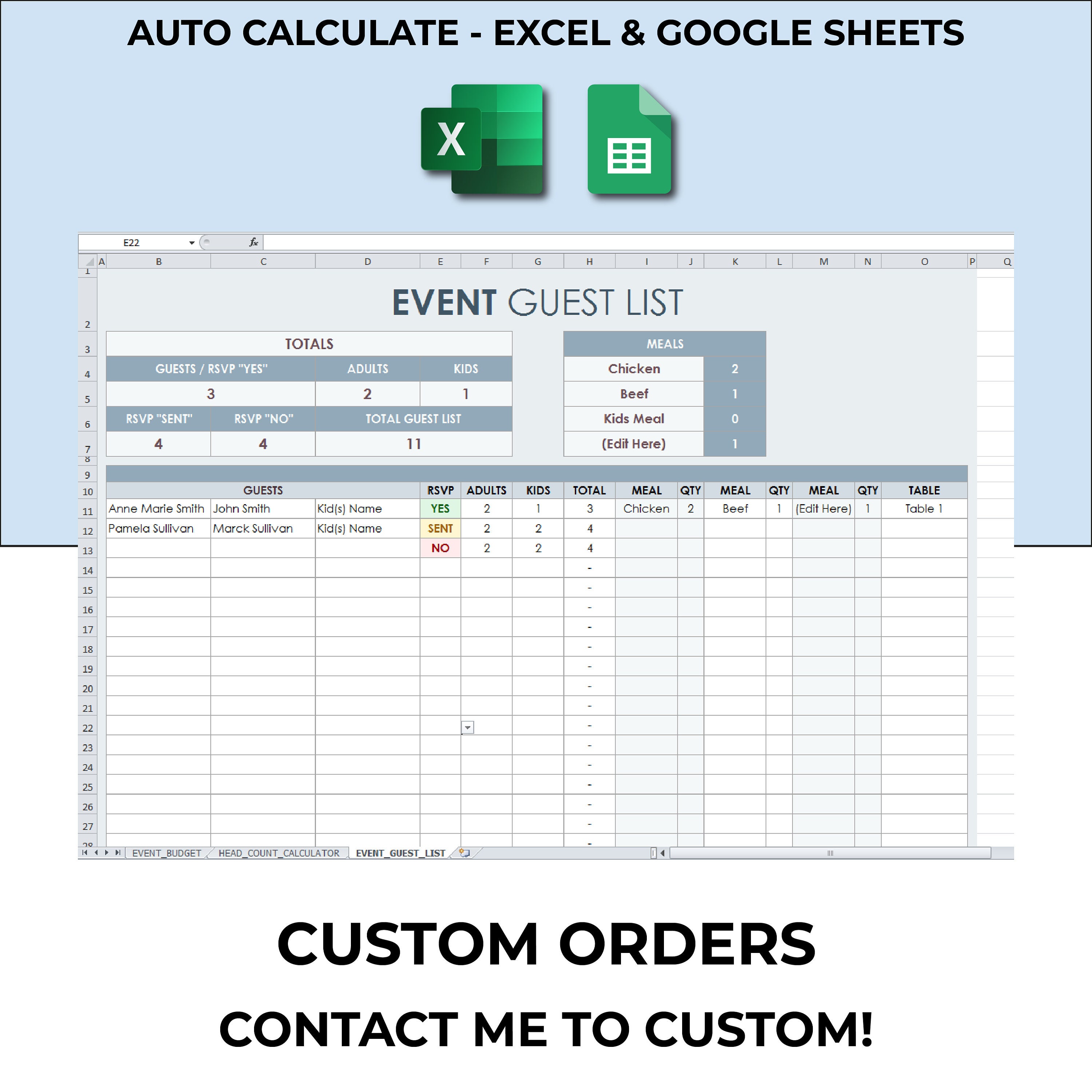 Event Budget Spreadsheet Template: Parties, Birthdays, Family Reunions ...