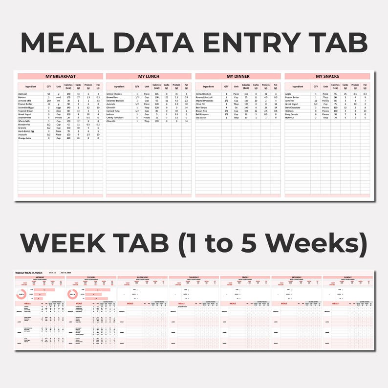 Macro Meal Planner | Calorie Tracker | Macro Meal Prep | Weekly Meal ...