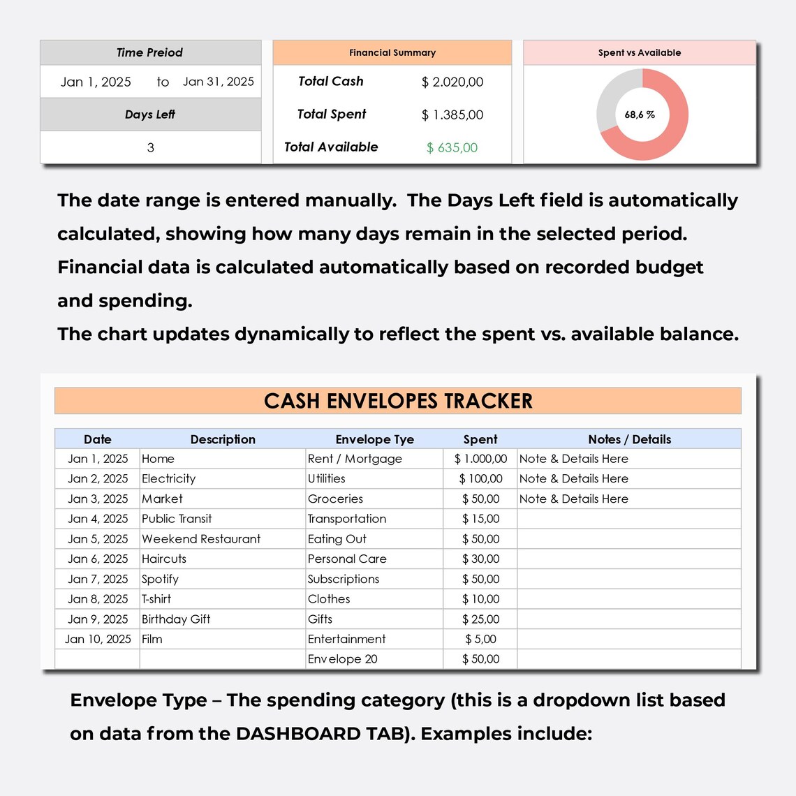 Excel 365 Budget | Financial Planner Budget Spreadsheet | Excel Cash ...
