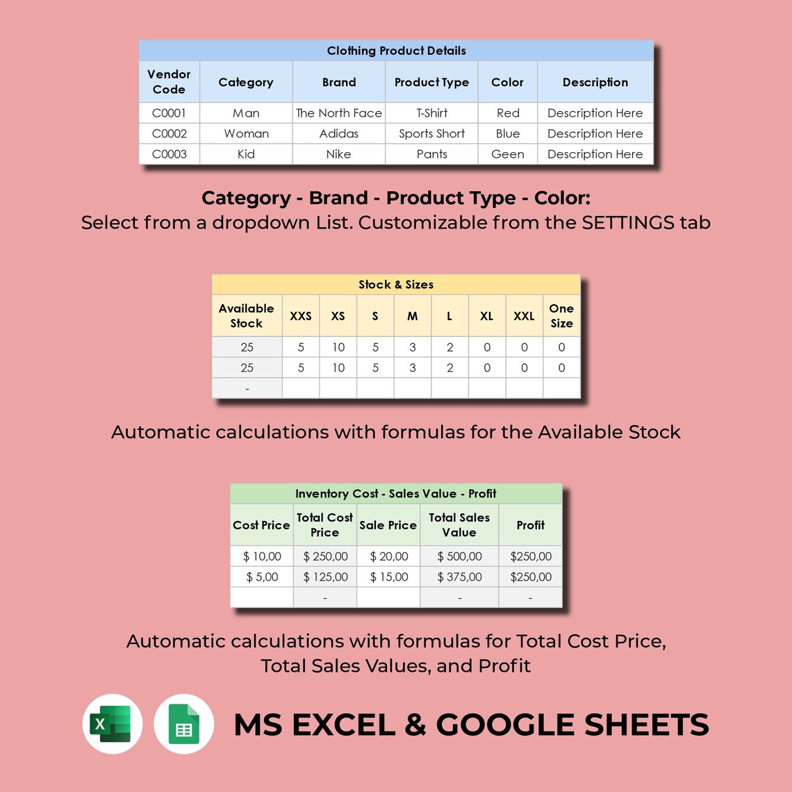 Cloting Inventory Tracker Spreadsheet Small Business, Inventory ...