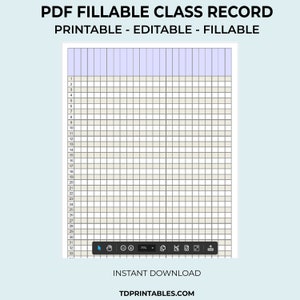 Printable Fillable Class Record, Class Gradebook, Teacher Gradebook ...