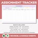Google Sheets Study Tracker Template, Excel Student Assignment Tracker ...
