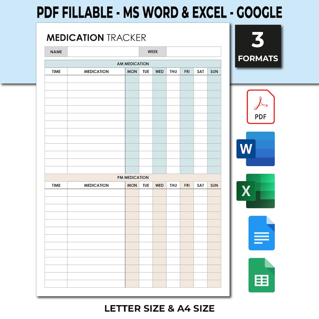 Medication Timetable Template, Medication Log Template, Medication ...