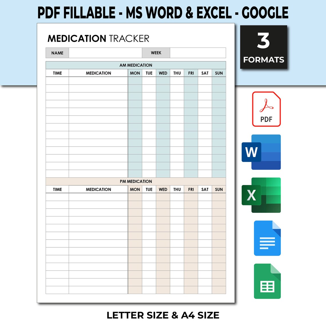 Medication Timetable Template, Medication Log Template, Medication ...