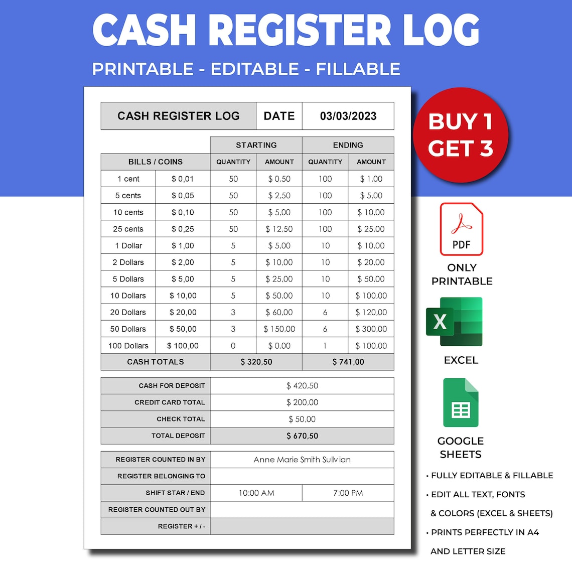 Cash Breakdown. Count Sheet. PDF Cash Breakdown Slip. Cash Withdrawal ...