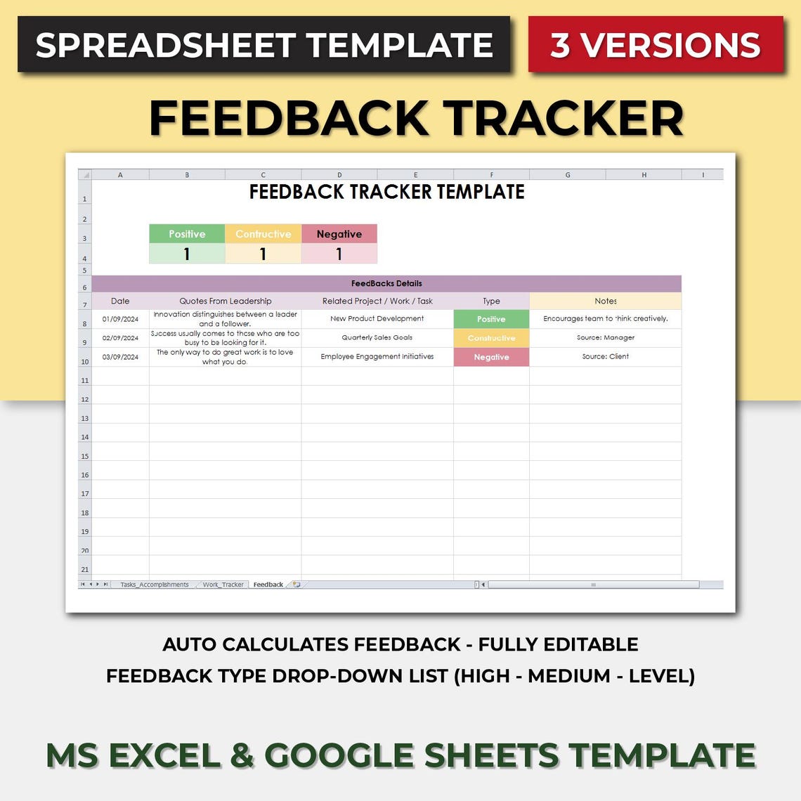 Accomplishment Tracker. Excel & Google Sheets Template Download ...