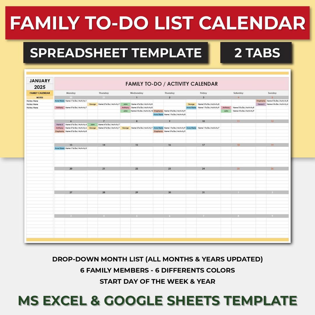 Family Task List, Daily Family Planner, Home Task Tracker, Family Chore ...