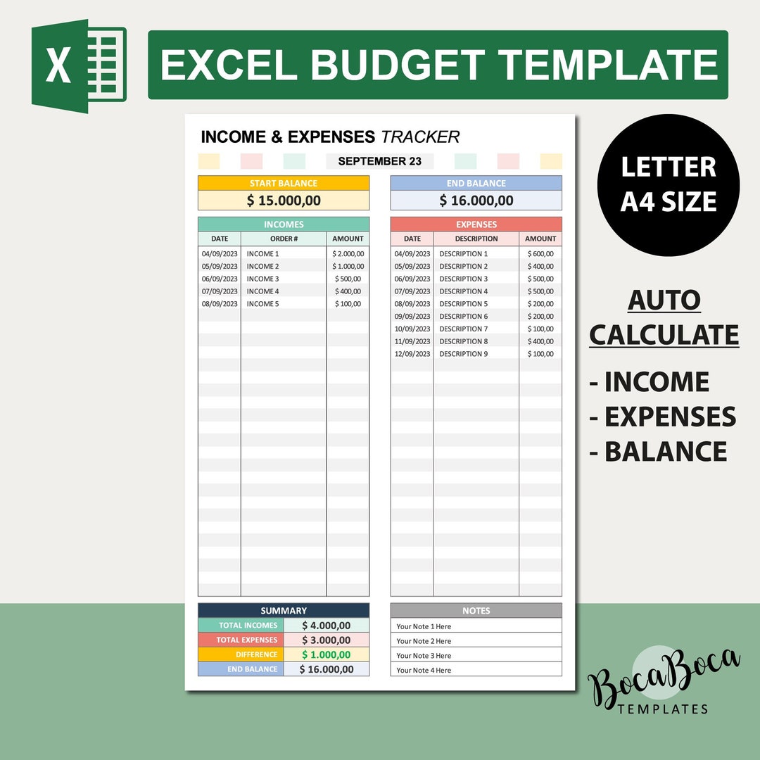 Excel Income Expenses Tracker Template. Excel Budget Spreadsheet ...
