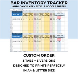 Bar & Restaurant Inventory Sheet: Beer, Liquor, Wine, Alcohol, Other ...