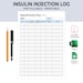 Insulin Injection Log. Insulin Injection Tracker. Diabetic Log ...