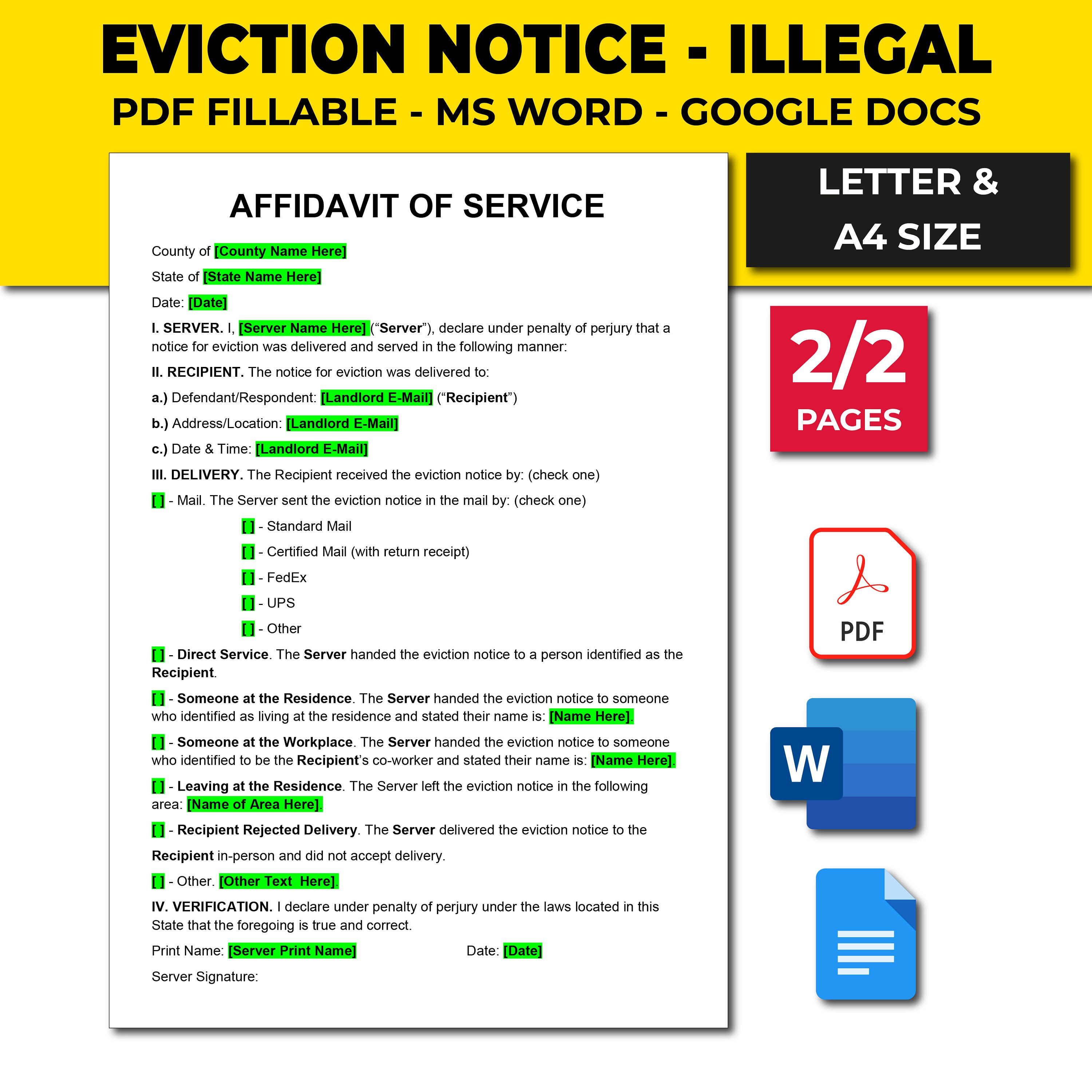 Eviction Notice Template Illegal Activity, Notice to Quit Illegal ...