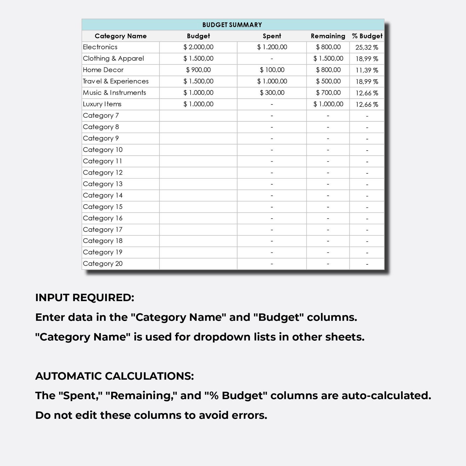 Wishlist & Purchase Tracker Spreadsheet, EXCEL 365 Template, Shop ...