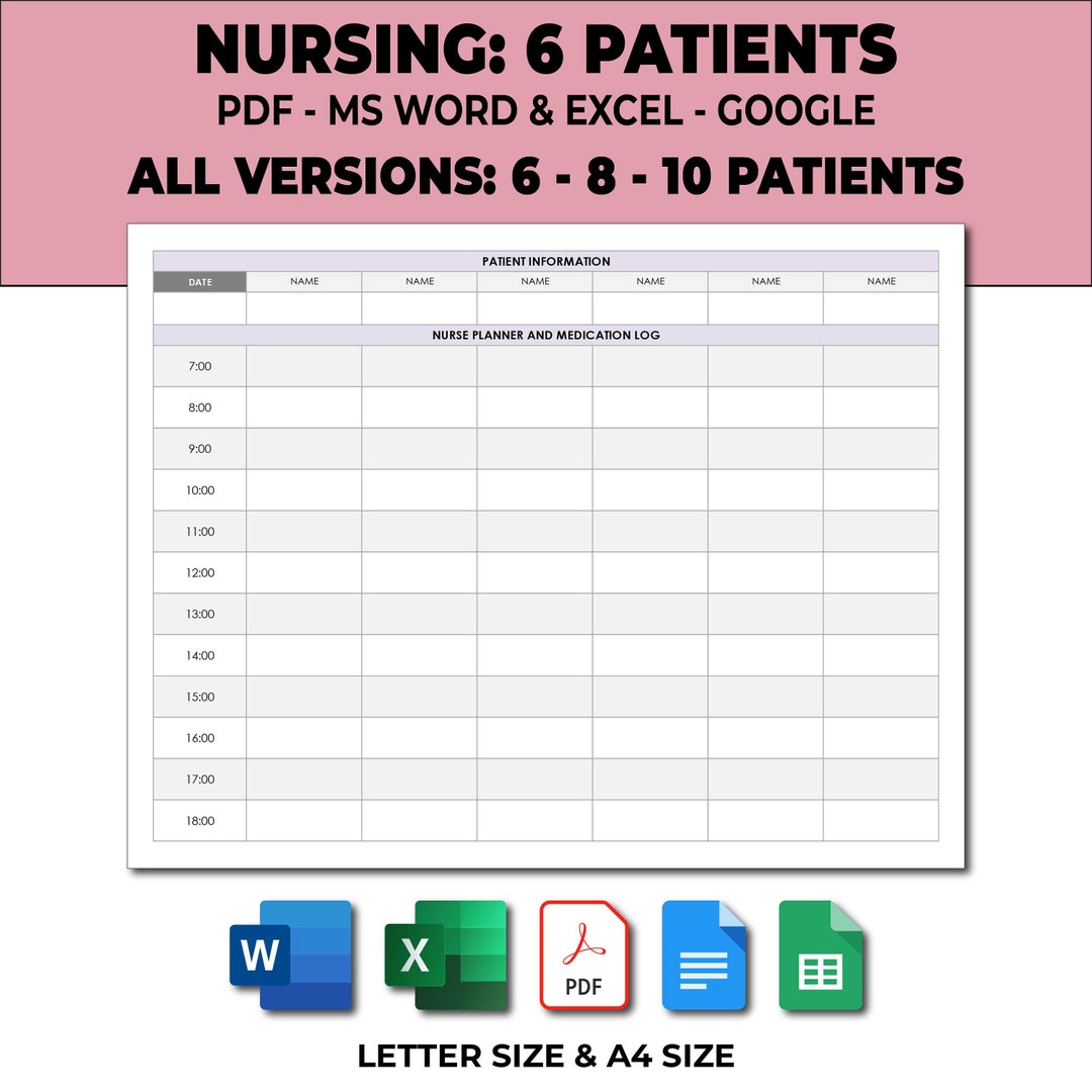 Nursing Medication Chart. Nurse Drug Administration Log. Nurses ...