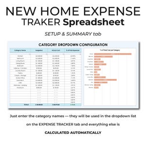 New Home Expense Tracker Spredsheet Template, Excel & Google Sheets ...