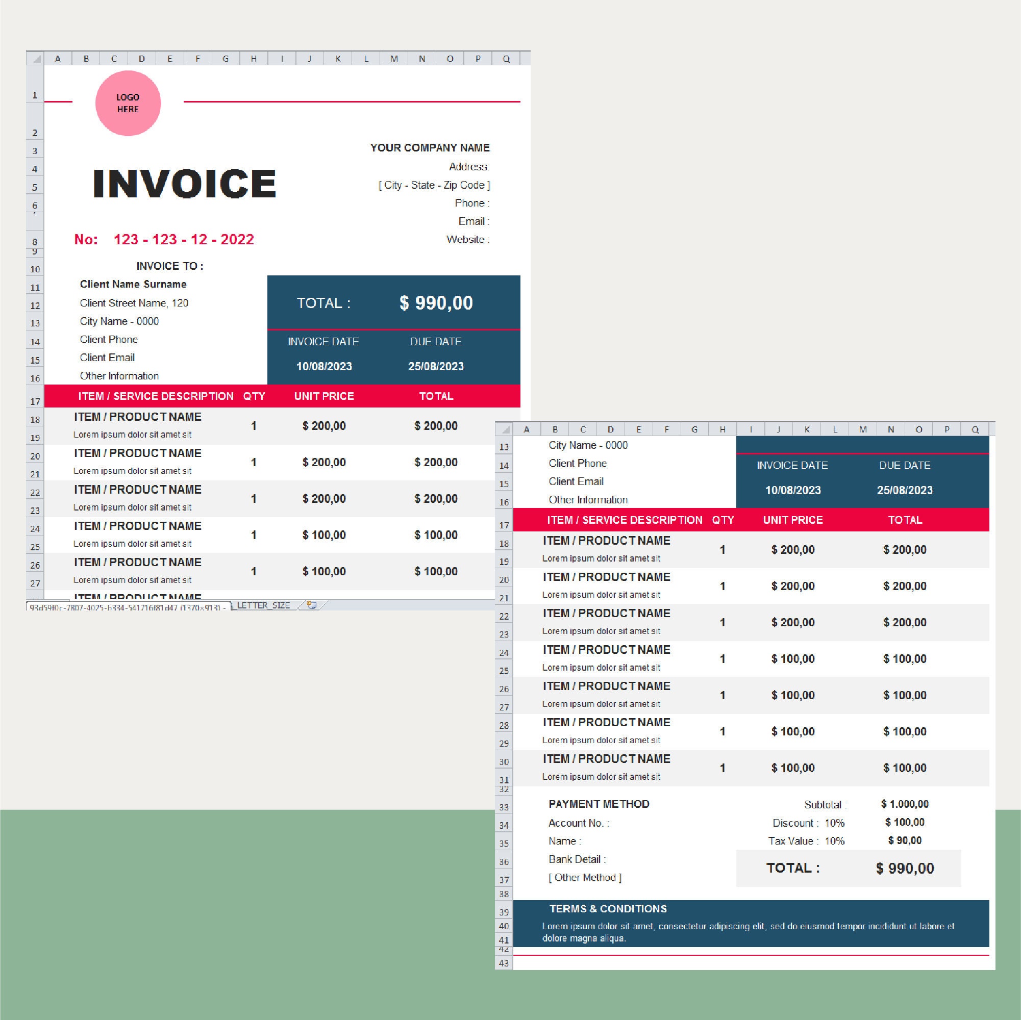 Invoice Template,billing Template,receipt Template,invoice Form Excel ...