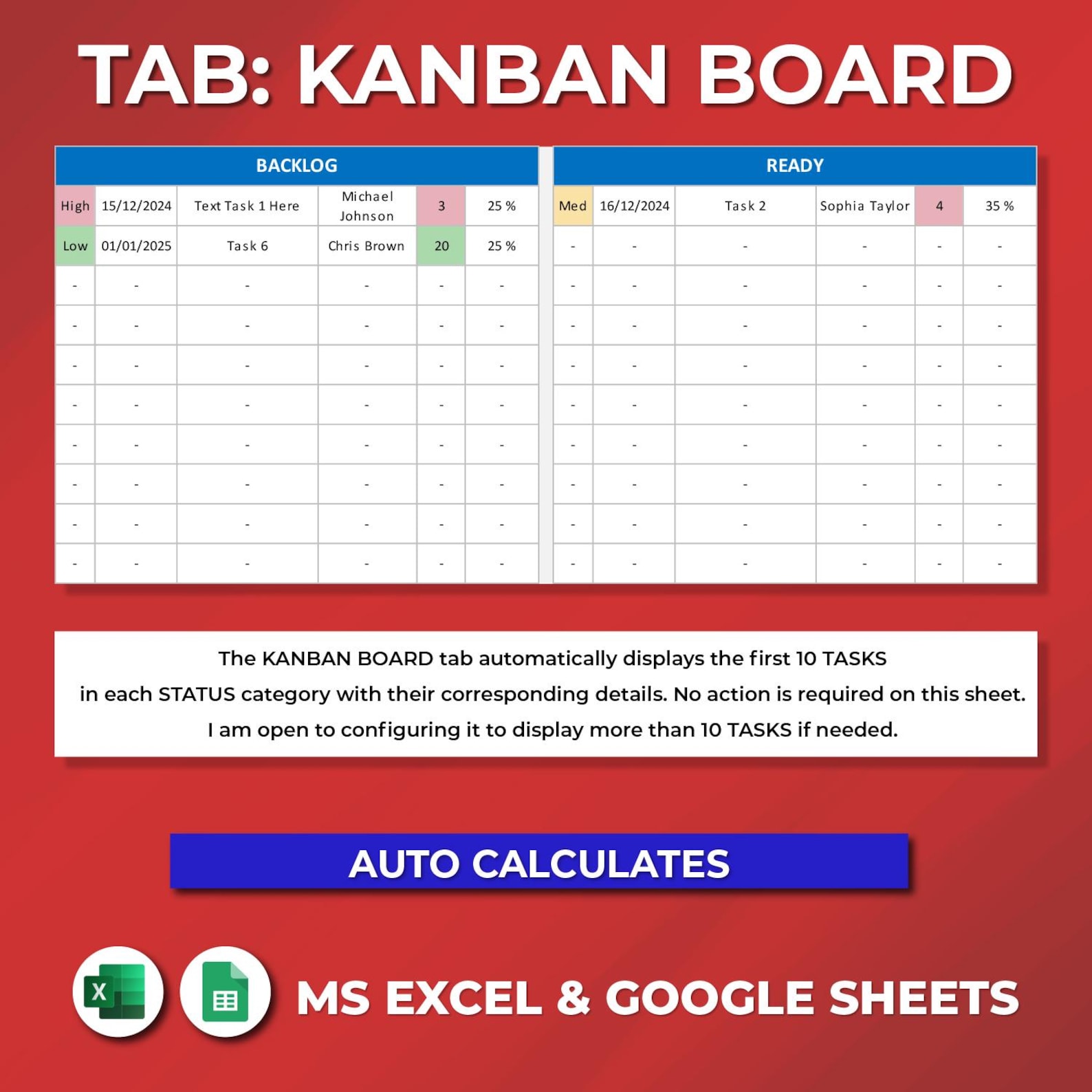 Simple Kanban Board: Task Stages & Priority Tracker | Excel Template ...