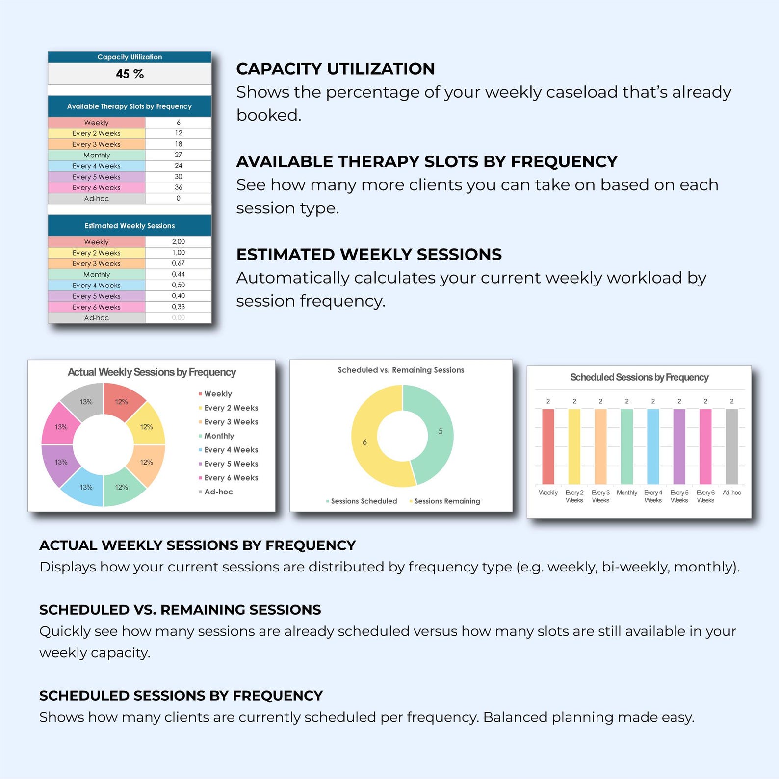 Therapist Sessions Log & Tracker Template, Psychotherapy Schedule ...