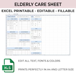Printable Elderly Care Sheet. Elderly Care Template. Daily Care Log ...