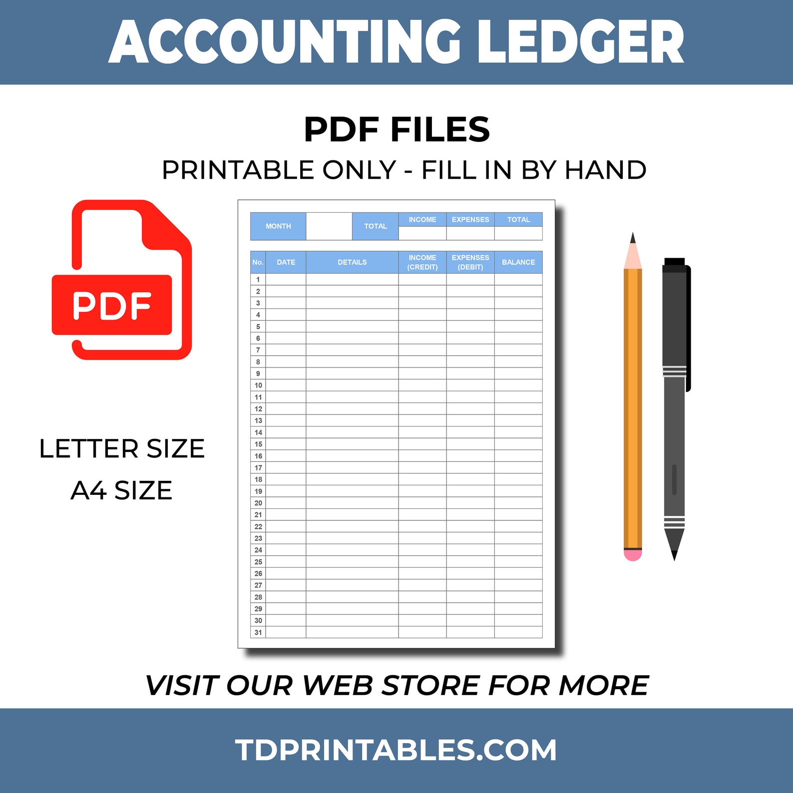 Accounting Ledger Printable, General Ledger Sheets, Money Tracker,pdf ...