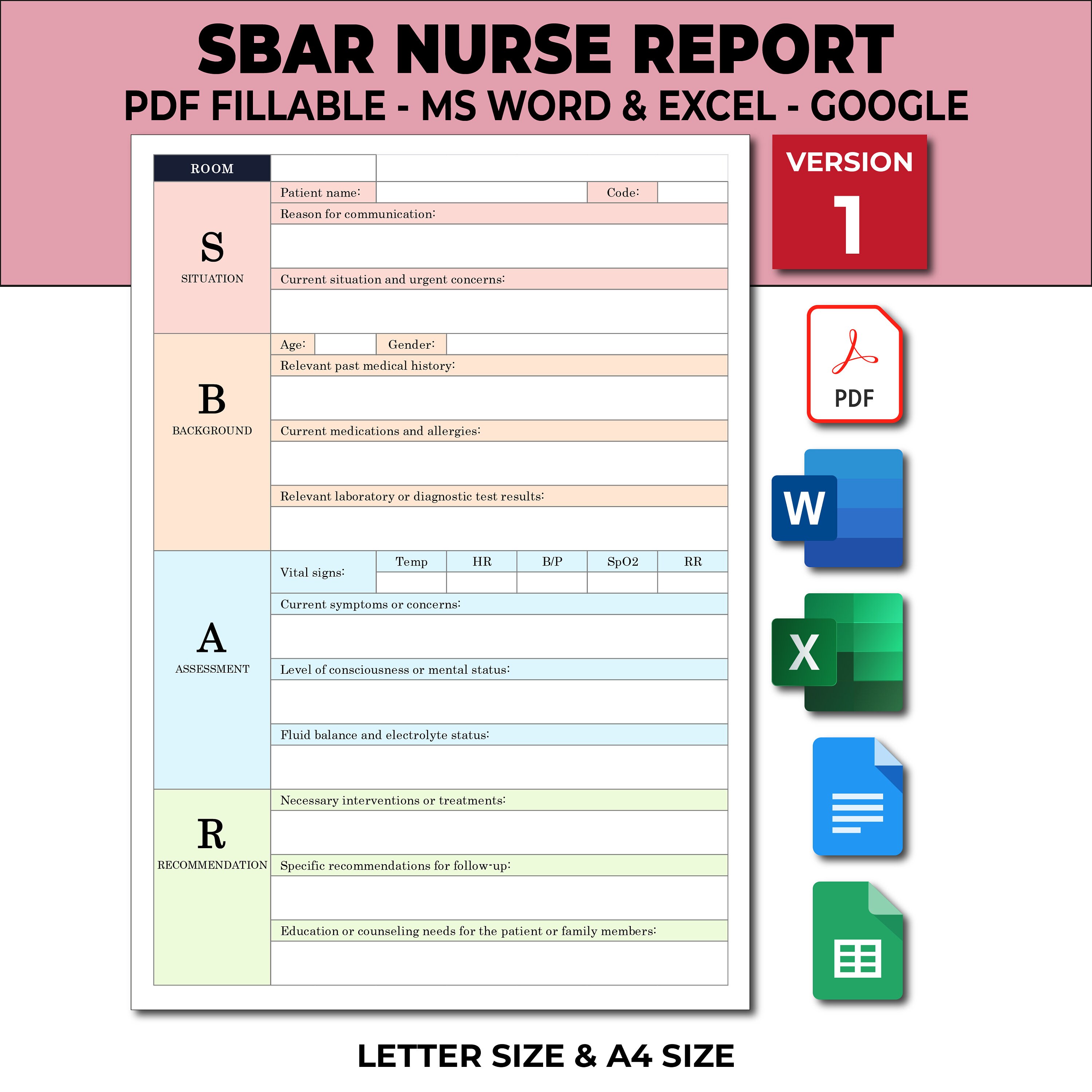 SBAR Nurse Report Sheet Med Surg Nurse Brain ICU Report Sheet for Nurse ...