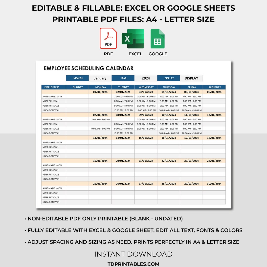 Employee Work Schedule Calendar,employee Work Schedule Template ...