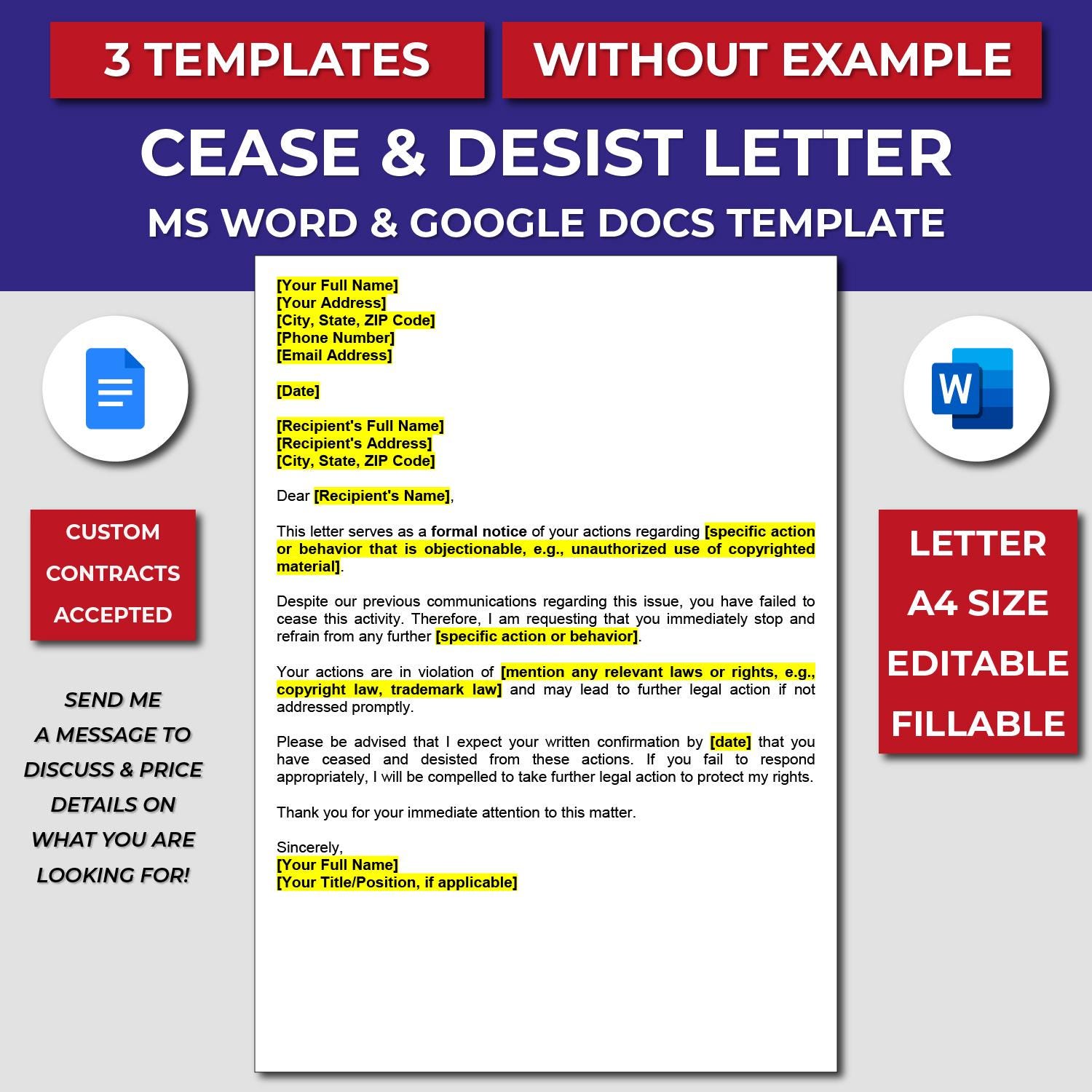 Formal Warning Letter Template. Response to Misconduct Template. Legal ...