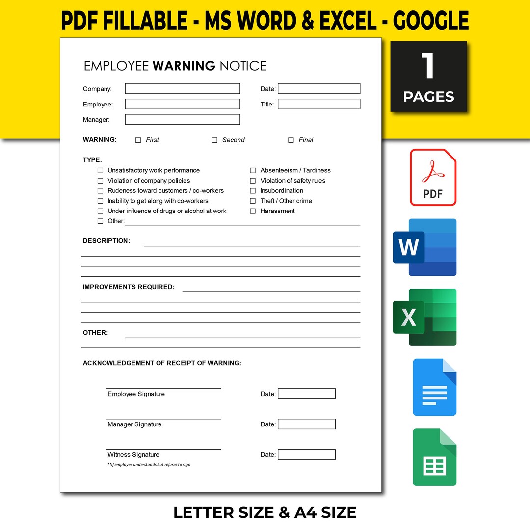 Employee Warning Form, Employee Write up Form Template, Employee ...