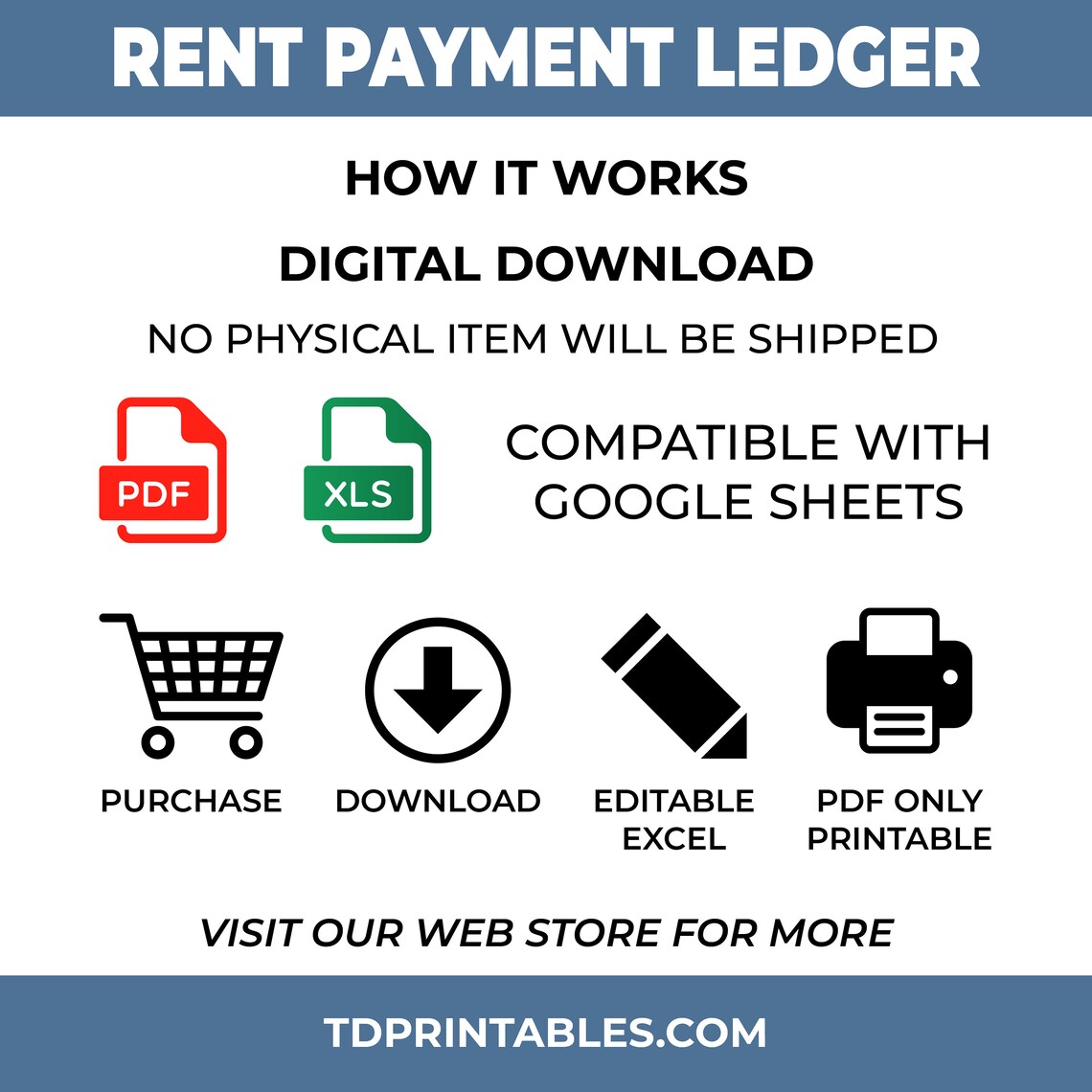 Rent Payment Ledger. PDF Printable Rent Payment Tracker. Rental Payment ...