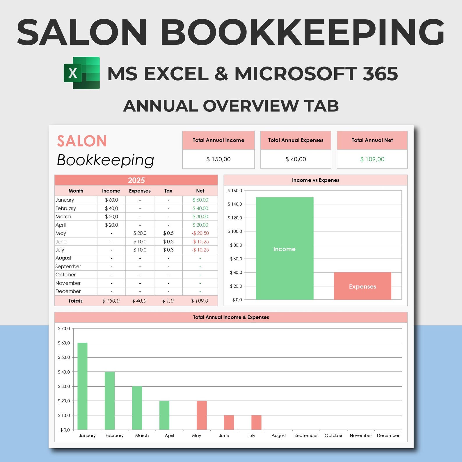 Salon Bookkeeping Template| Hair Salon Income& Expenses Tracker Log ...