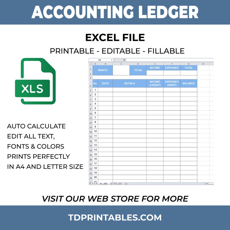 Accounting Ledger Printable, General Ledger Sheets, Money Tracker,pdf ...